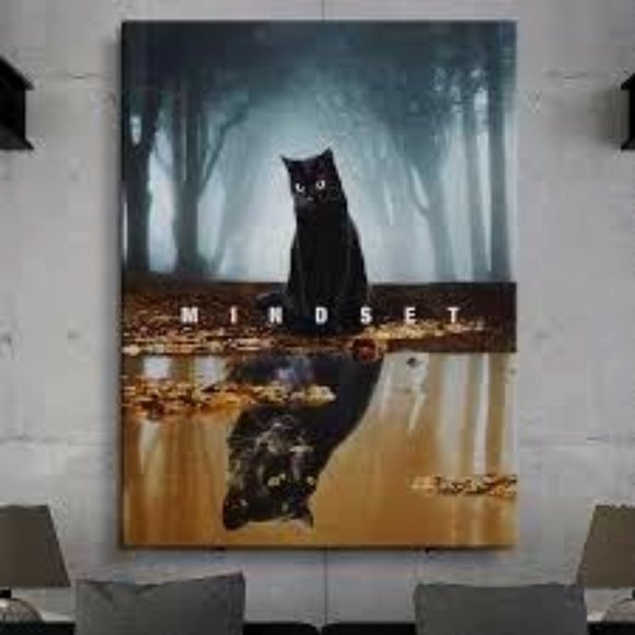 Accents | Inspirational Quote Cat Canvas Poster Mind Set How You See ...